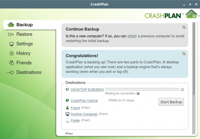 Backup Linux to The Cloud using CrashPlan Backup
